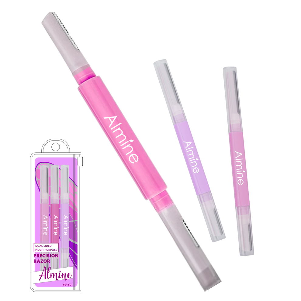 Almine Dual Ended Eyebrow Shaper, 3 Count Precision Razors, Assorted C ...