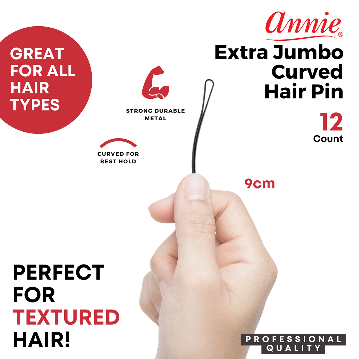 Annie Extra Jumbo 9cm Curved Hair Pin 12ct Black – Annie International ...