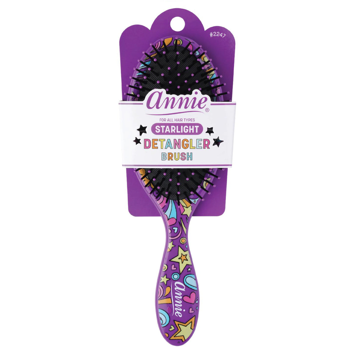Annie Detangling Round Paddle Brush Purple Starlight – Annie International