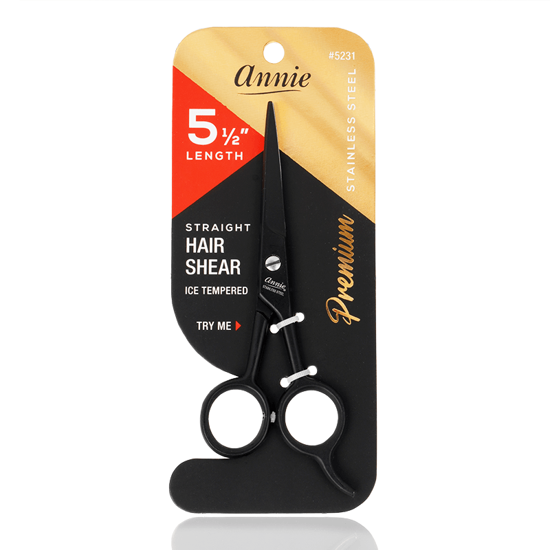 Annie Stainless Steel Straight Hair Shears 5.5 Inch Black – Annie ...